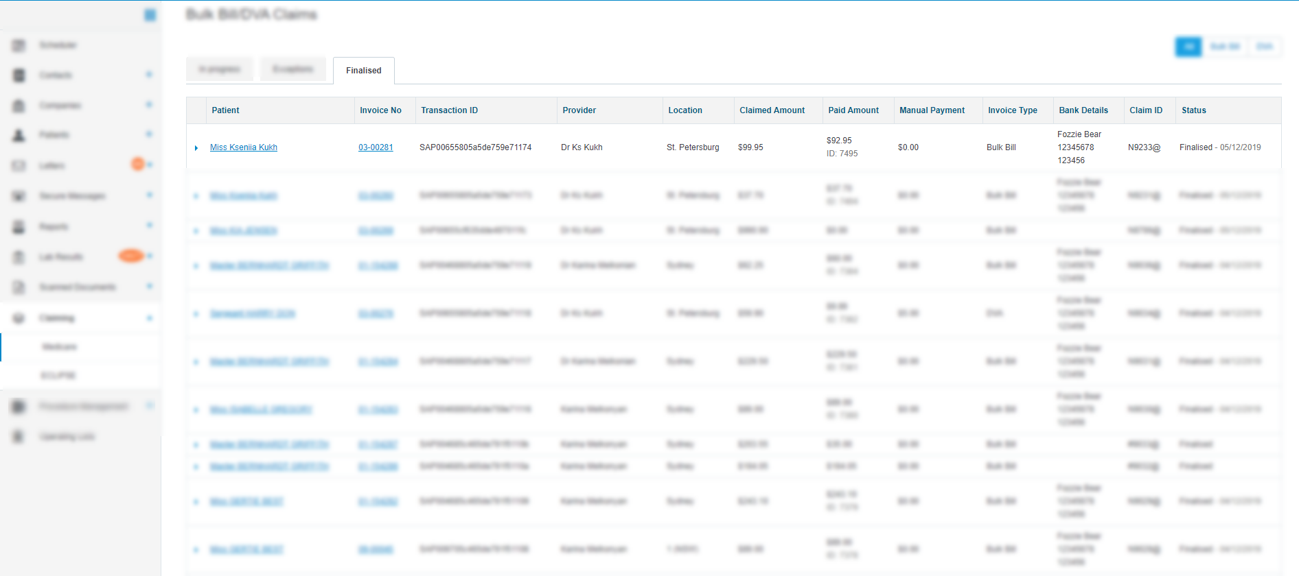 Managing Finalised Claims – Clinic to Cloud