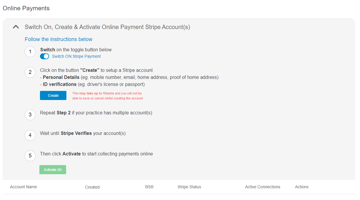 Creating Additional Stripe Accounts – Clinic to Cloud